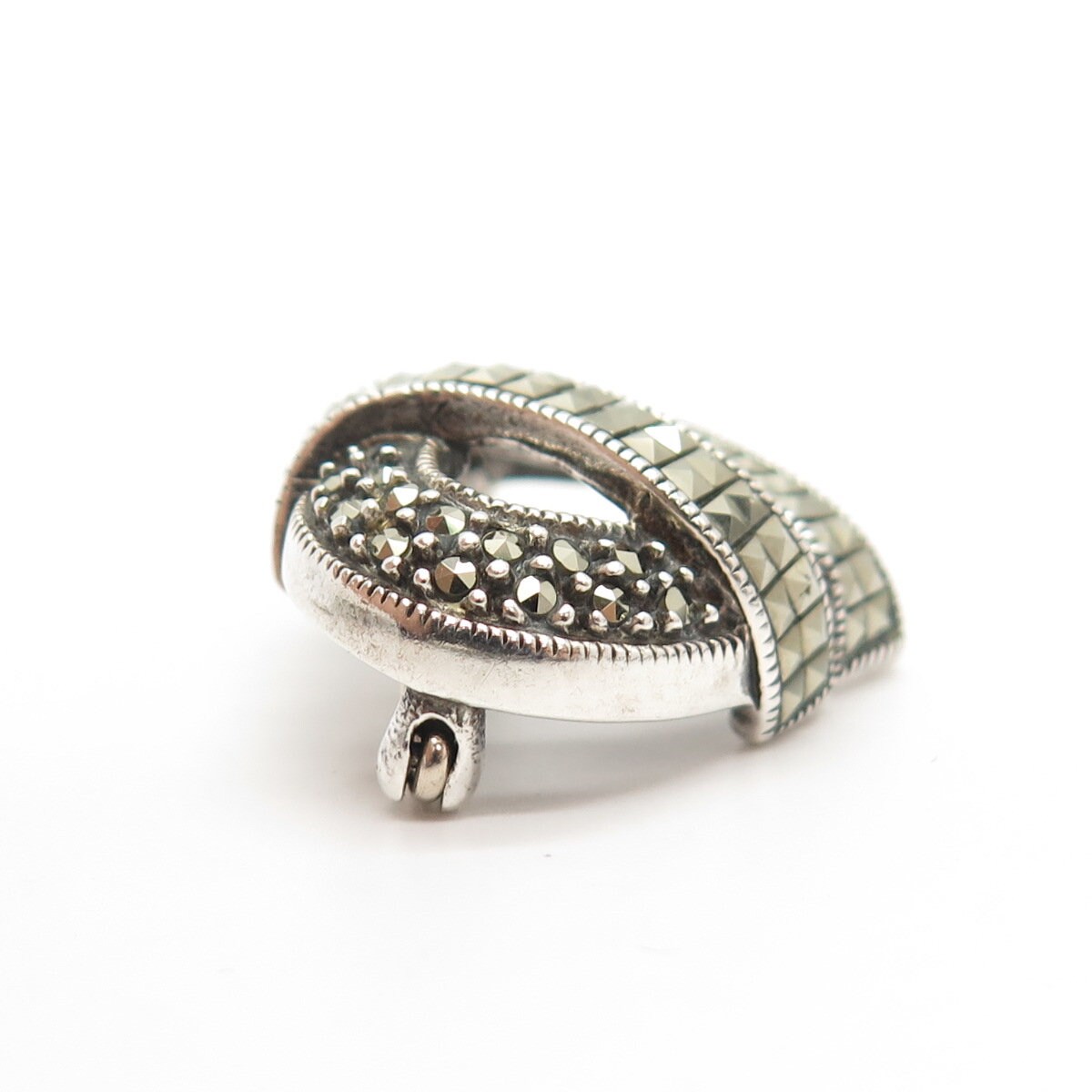 925 Sterling Vintage Judith Jack Real Marcasite Gem Heart Pin - Etsy