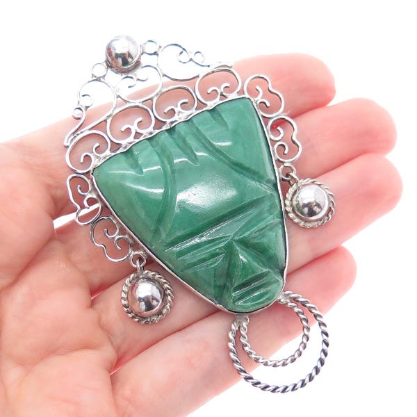 Aztec Jade Brooch - Etsy