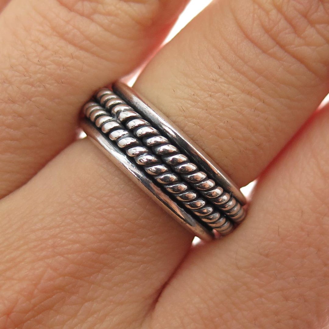 925 Sterling Silver Vintage Mexico Rotating Band Oxidized Ring Size 7. ...