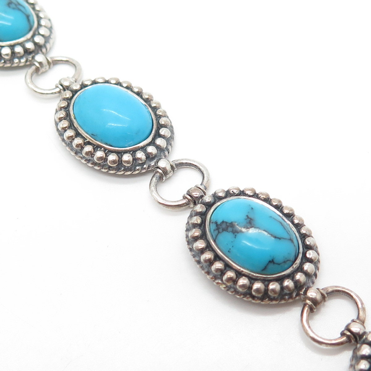 HAN 925 Sterling Silver Vintage Italy Faux Turquoise Tennis Link ...