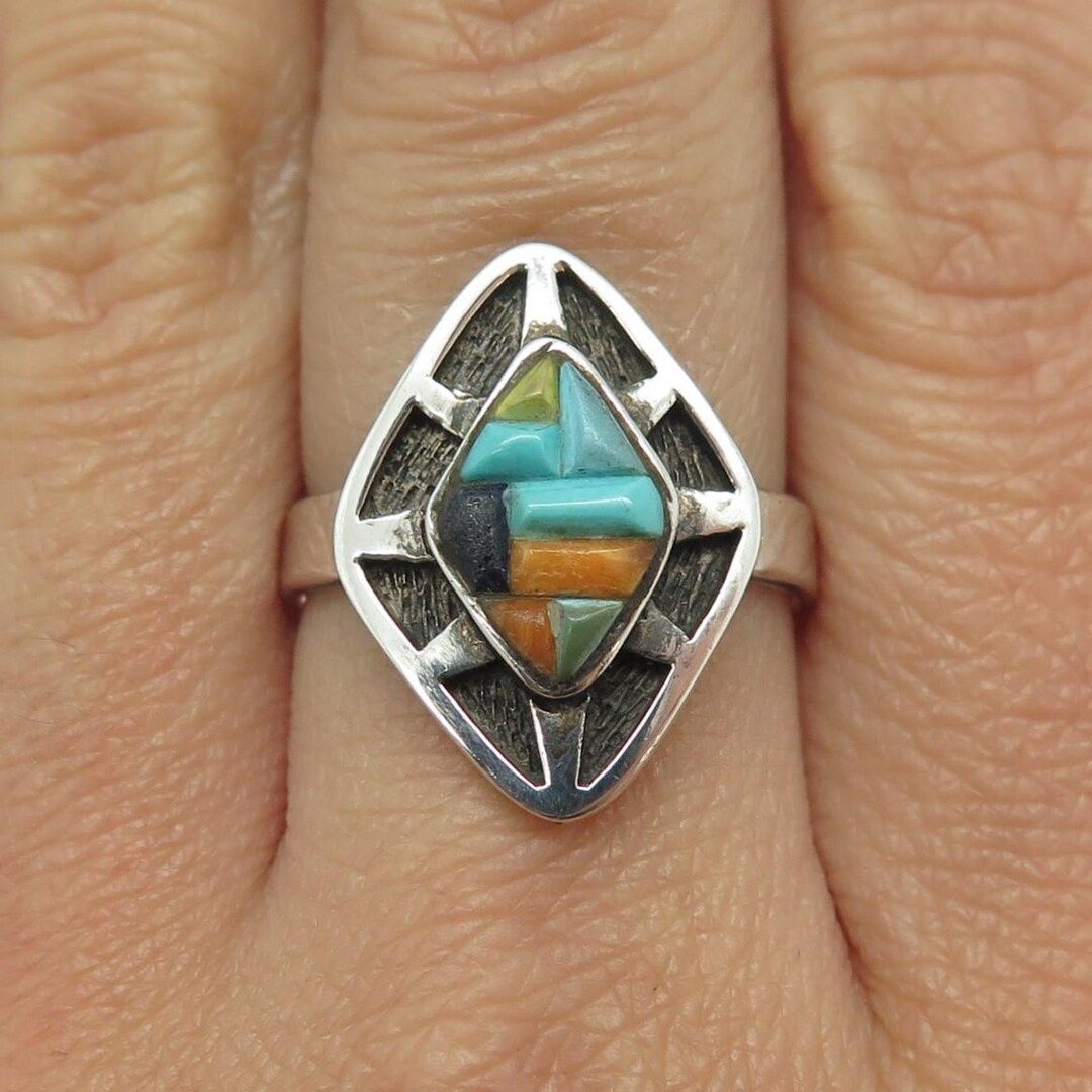 ALVIN and LULA BEGAY Navajo Old Pawn 925 Sterling Vintage Multi-gem ...
