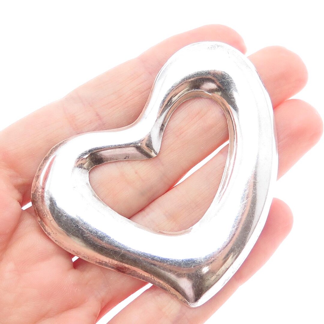925 Sterling Silver Vintage Mexico Modernist Open Heart Pin Brooch - Etsy