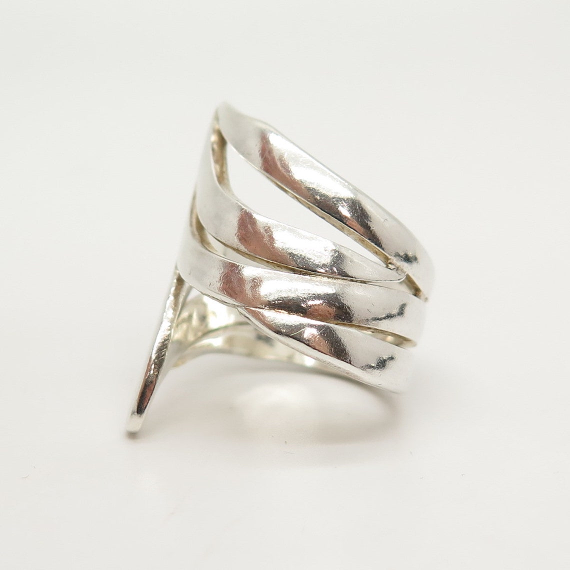 950 Silver Vintage Overlap Ring Size 6 3/4 - Etsy