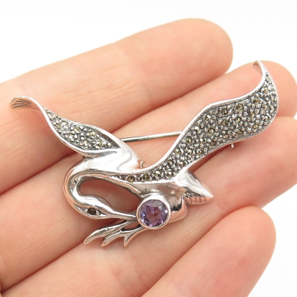 Swan Marcasite Pin - Etsy