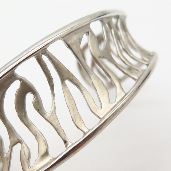 925 Sterling Silver Zebra Print Concave Design Wide C… - Gem