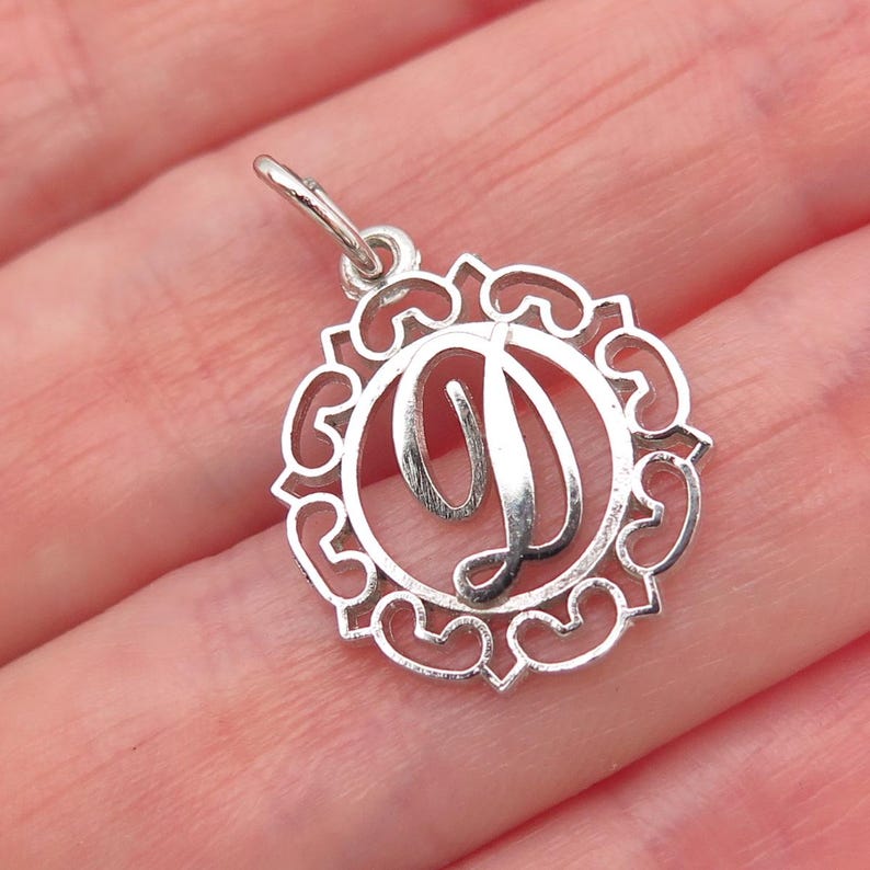 925 Sterling Silver Vintage Letter D Initial Ornate Mini Charm Pendant ...