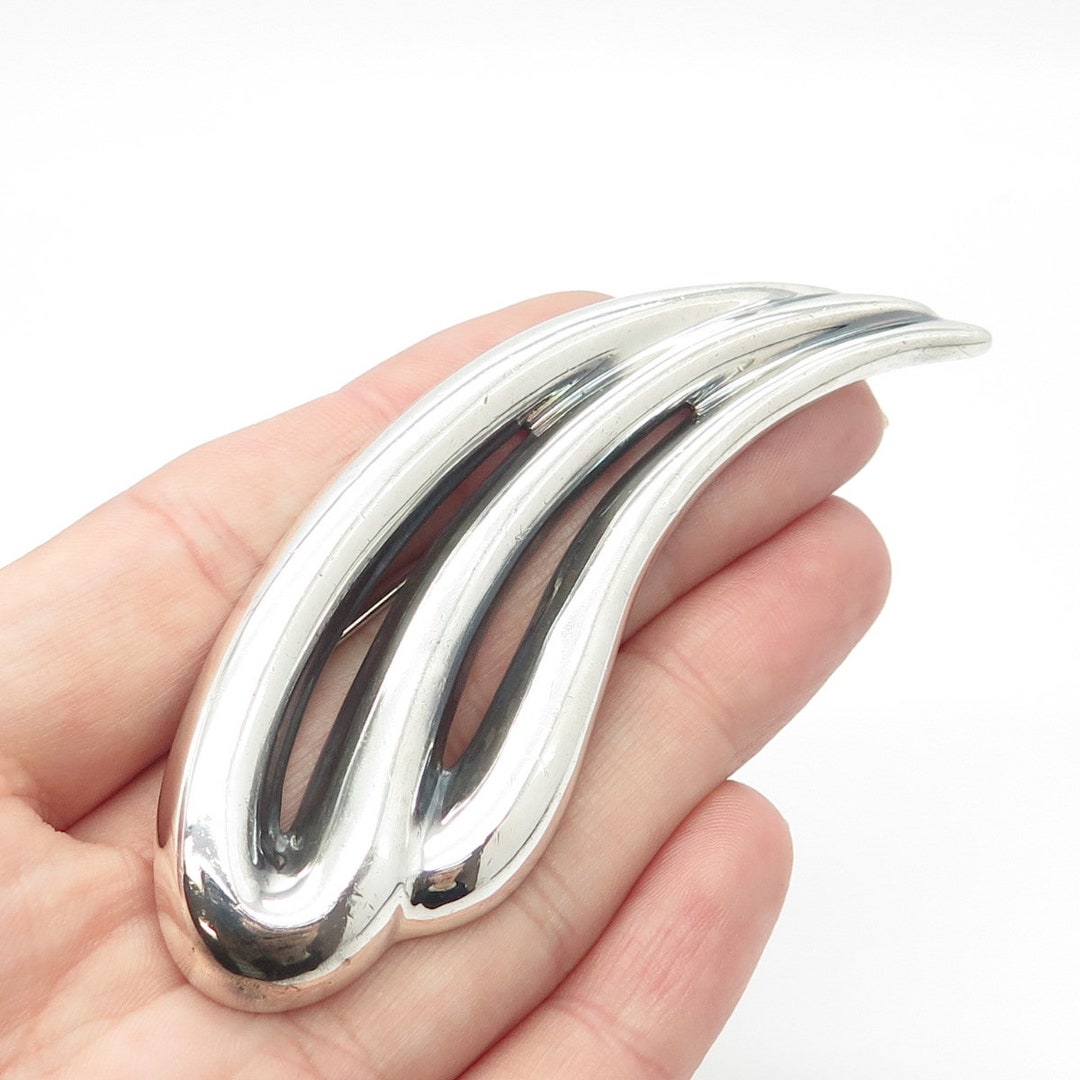 925 Sterling Silver Vintage Zina Ribbed Pin Brooch - Etsy