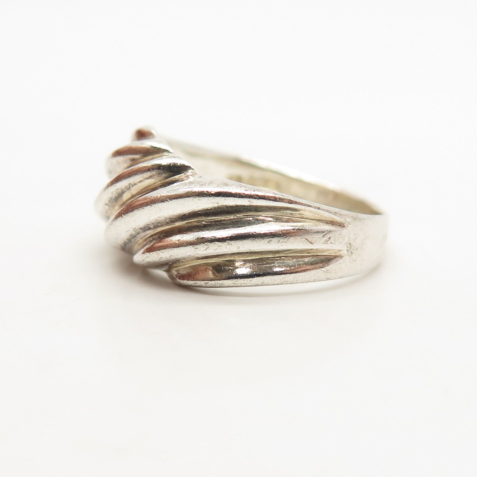 925 Sterling Silver Vintage Ribbed Ring Size 7 - Etsy
