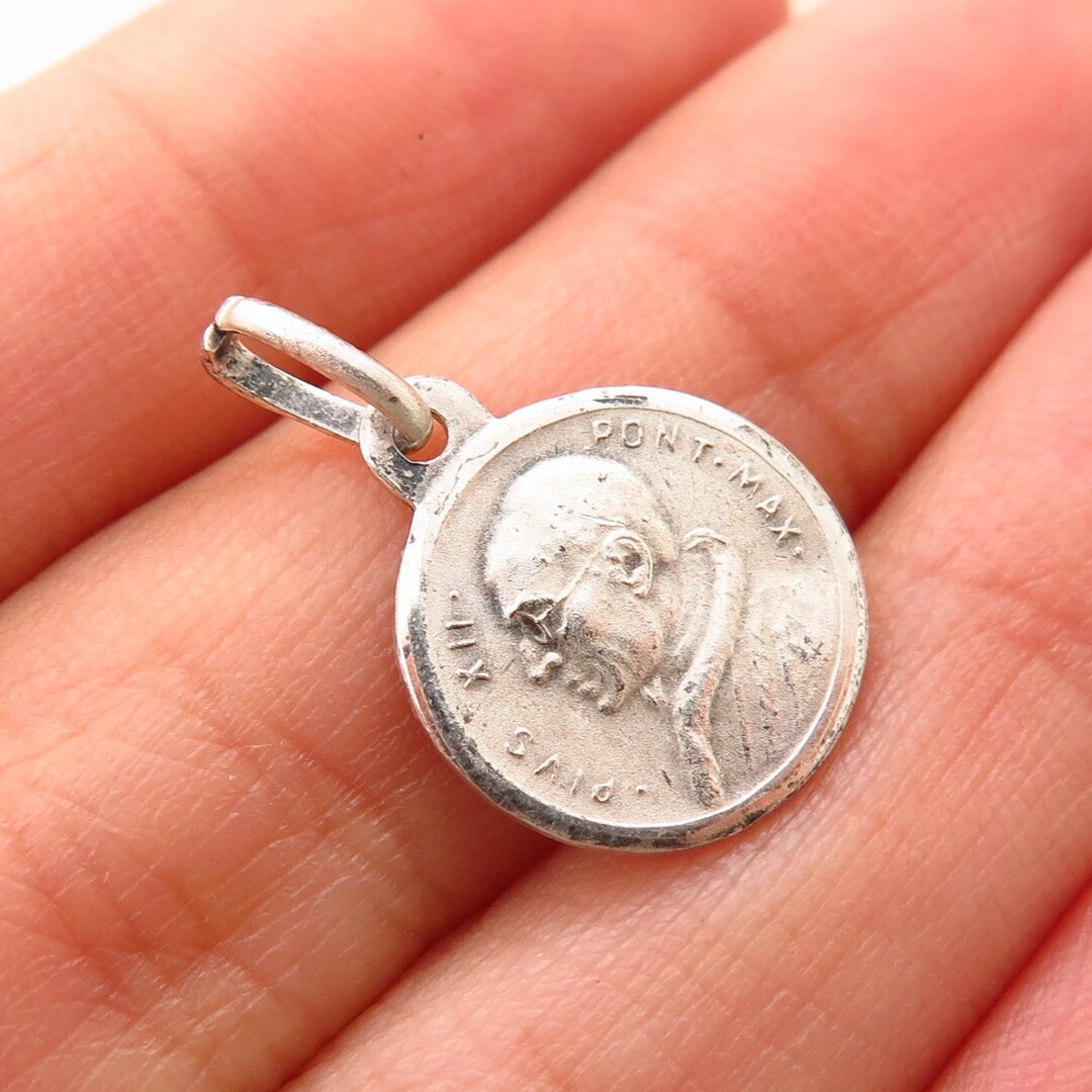 800 Silver Vintage Pope Pius XII Religious Medal Pendant - Etsy