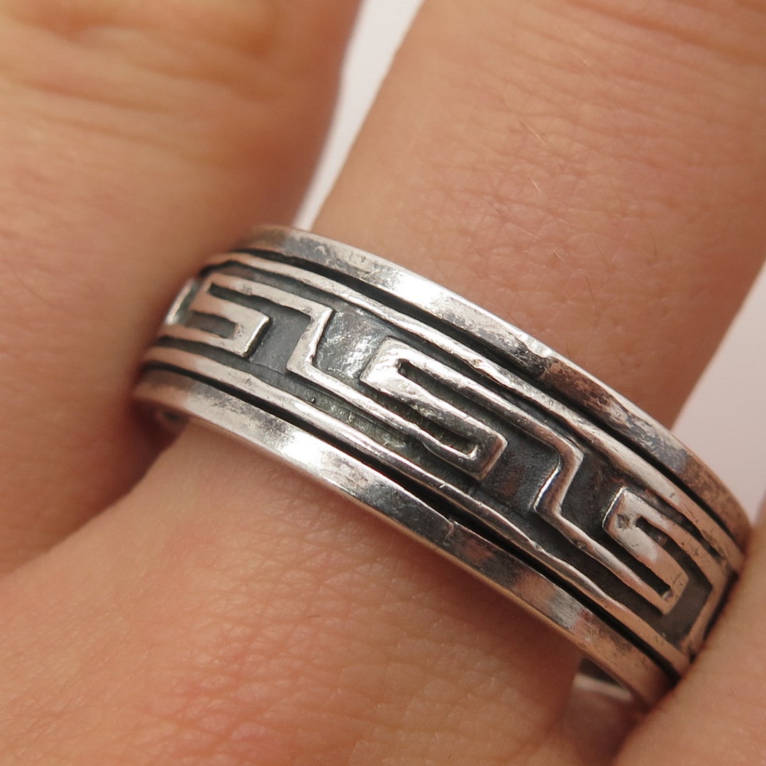 925 Sterling Silver Vintage Greek Maze Rotating Band Ring Size 13.75 - Etsy