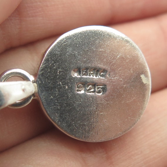 925 Sterling Silver Vintage Mexico Glass Pressed Flow… - Gem
