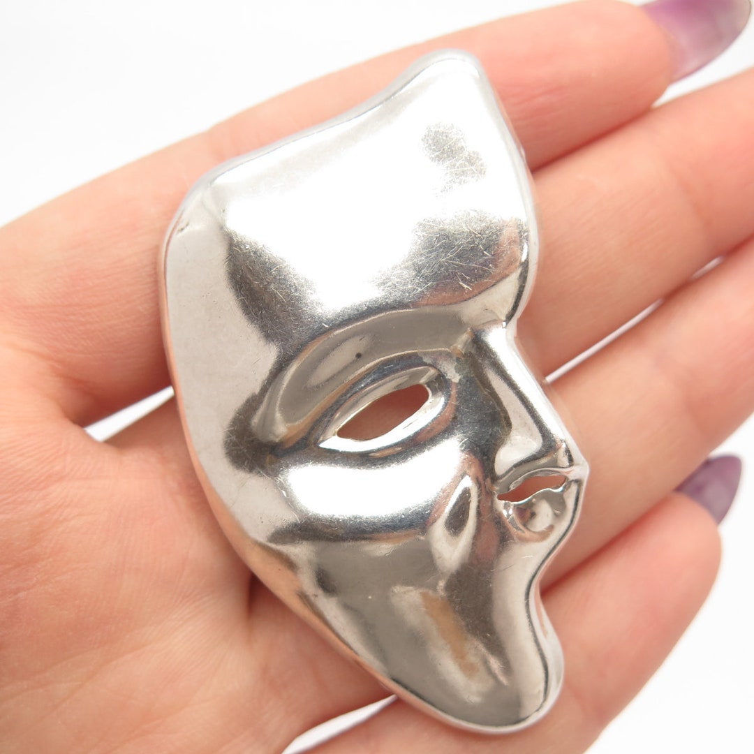 925 Sterling Silver Vintage Mexico Mask Face Pin Brooch / Pendant - Etsy