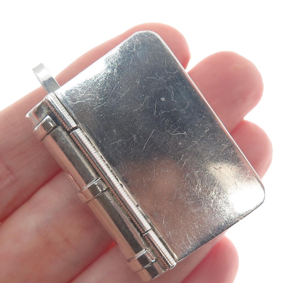 925 Sterling Silver Vintage Mexico Book Pill / Snuff Box Pendant - Etsy
