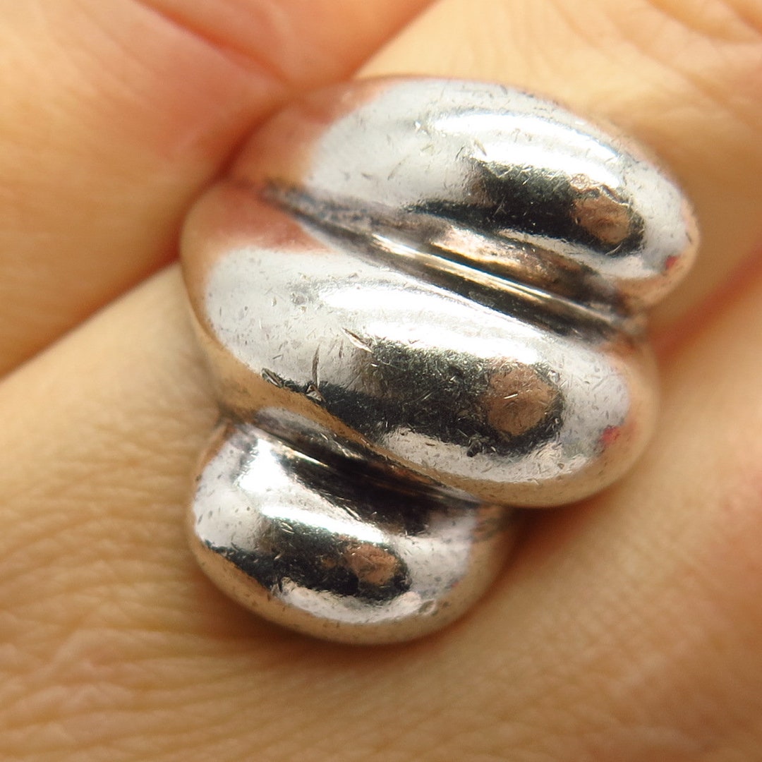 925 Sterling Silver Puffy Design Wide Ring Size 6 - Etsy