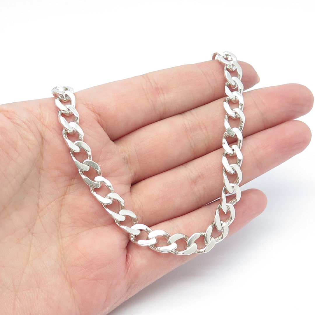 925 Sterling Silver Vintage Cuban Chain Necklace 20" - Etsy
