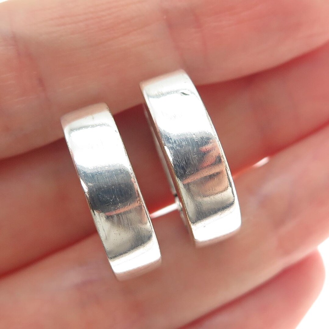 HAN 925 Sterling Silver Vintage Italy Modernist Hoop Earrings - Etsy