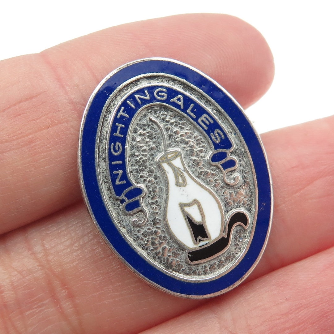 925 Sterling Silver Antique Art Deco Enamel Nightingales Club Pin ...