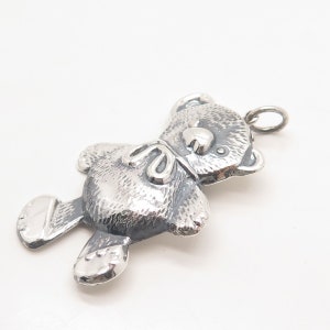 925 Sterling Silver Vintage Teddy Bear Pendant - Etsy
