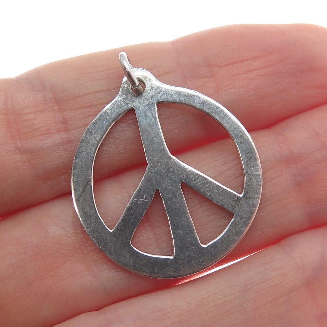 925 Sterling Silver Vintage Peace Symbol Charm Pendant - Etsy