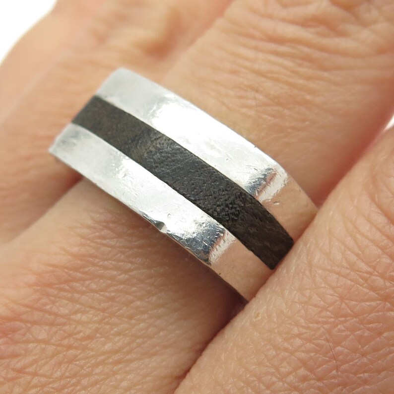 VERSANI 925 Sterling Silver Vintage Wood Modernist Ring Size 9.25 - Etsy
