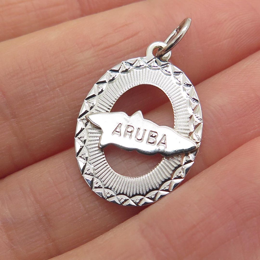 CREA 925 Sterling Silver Vintage Aruba Charm Pendant - Etsy