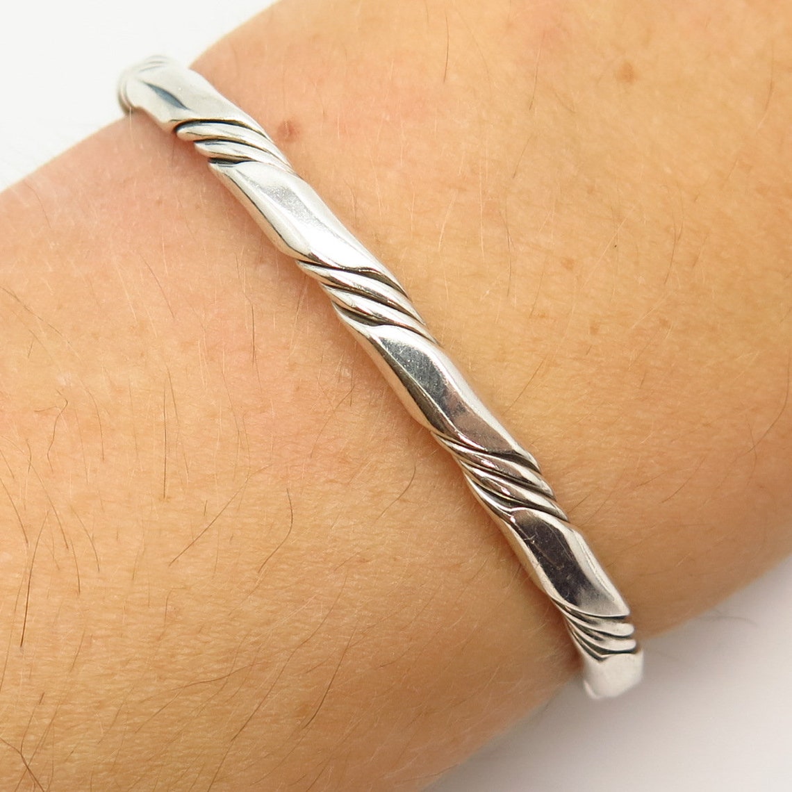 925 Sterling Silver Vintage Twisted Design Cuff Bracelet - Etsy