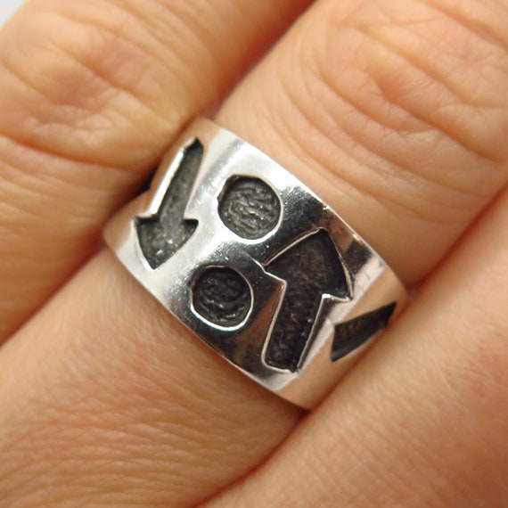 925 Sterling Silver Carved Arrow Design Ring Size 6 3… - Gem