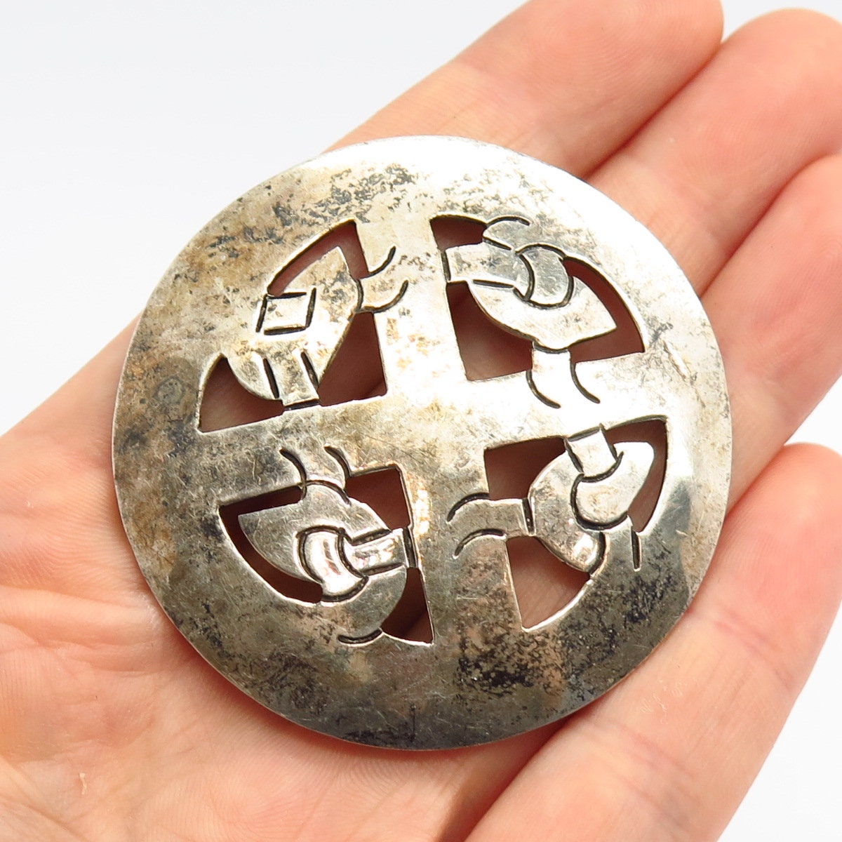 925 Sterling Silver Vintage Mexico Cutout Knot Design Round - Etsy