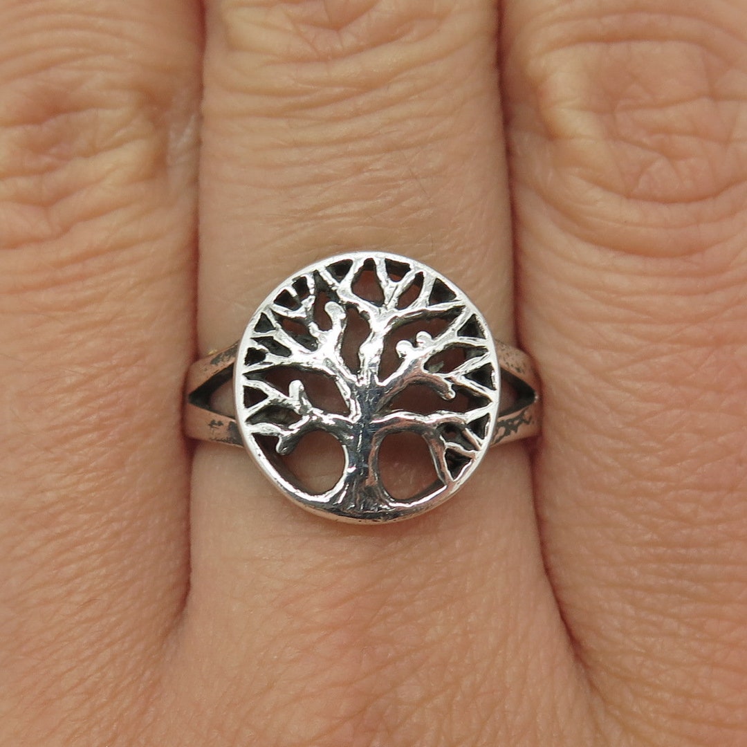 925 Sterling Silver Vintage Tree of Life Ring Size 8.75 - Etsy