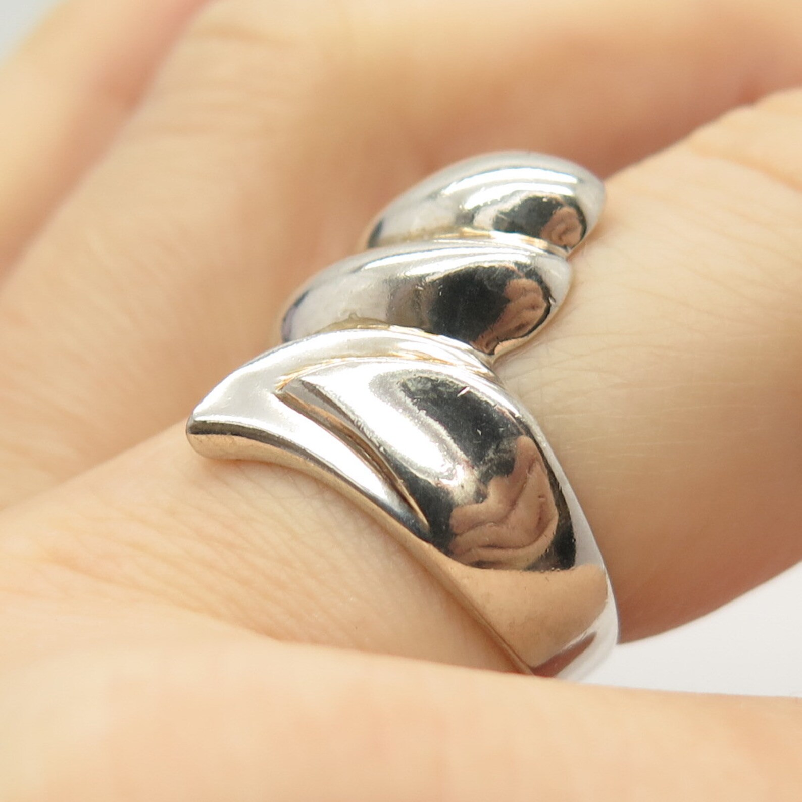 925 Sterling Silver Vintage Puffy Ribbed Ring Size 8 - Etsy