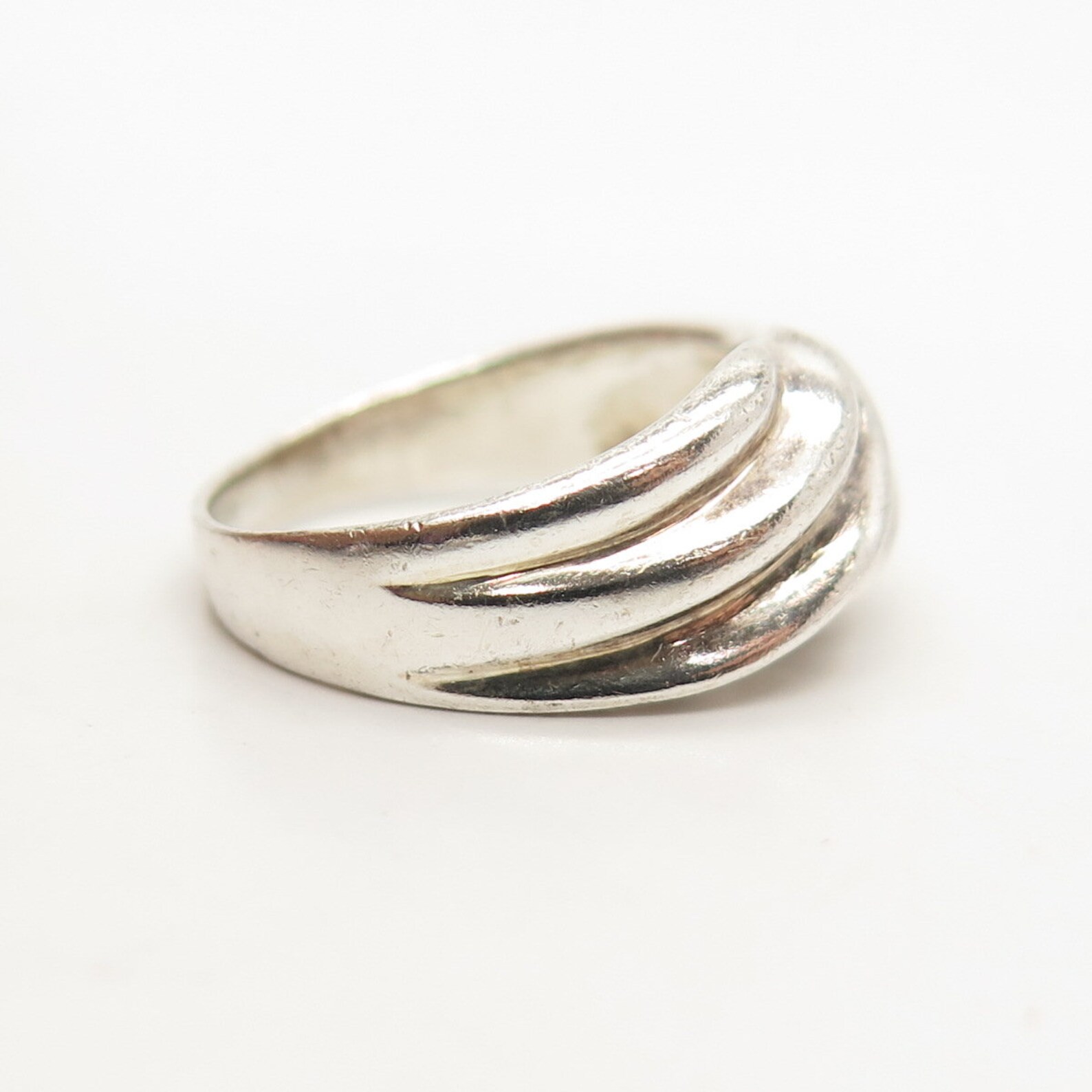 925 Sterling Silver Vintage Ribbed Ring Size 7 - Etsy