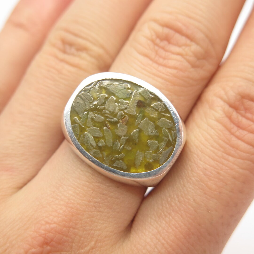 925 Sterling Silver Real Rhyolite Gem Adjustable Ring Size 8 - Etsy