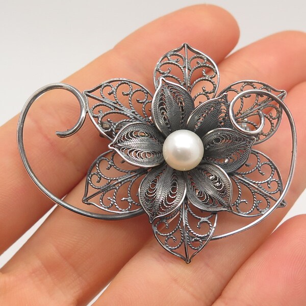 Silver Filigree Pin - Etsy