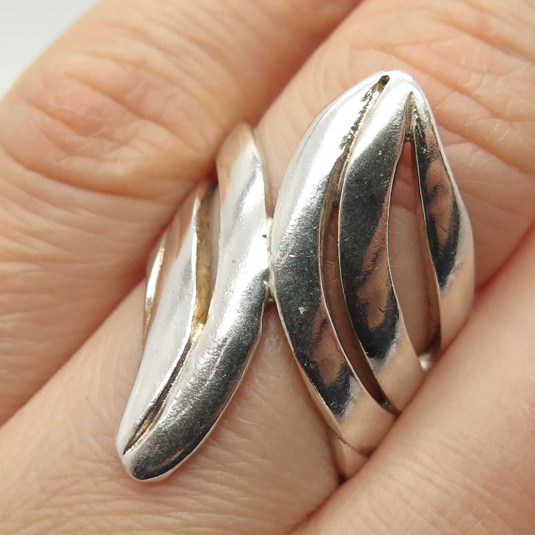950 Silver Vintage Overlap Ring Size 6 3/4 - Etsy