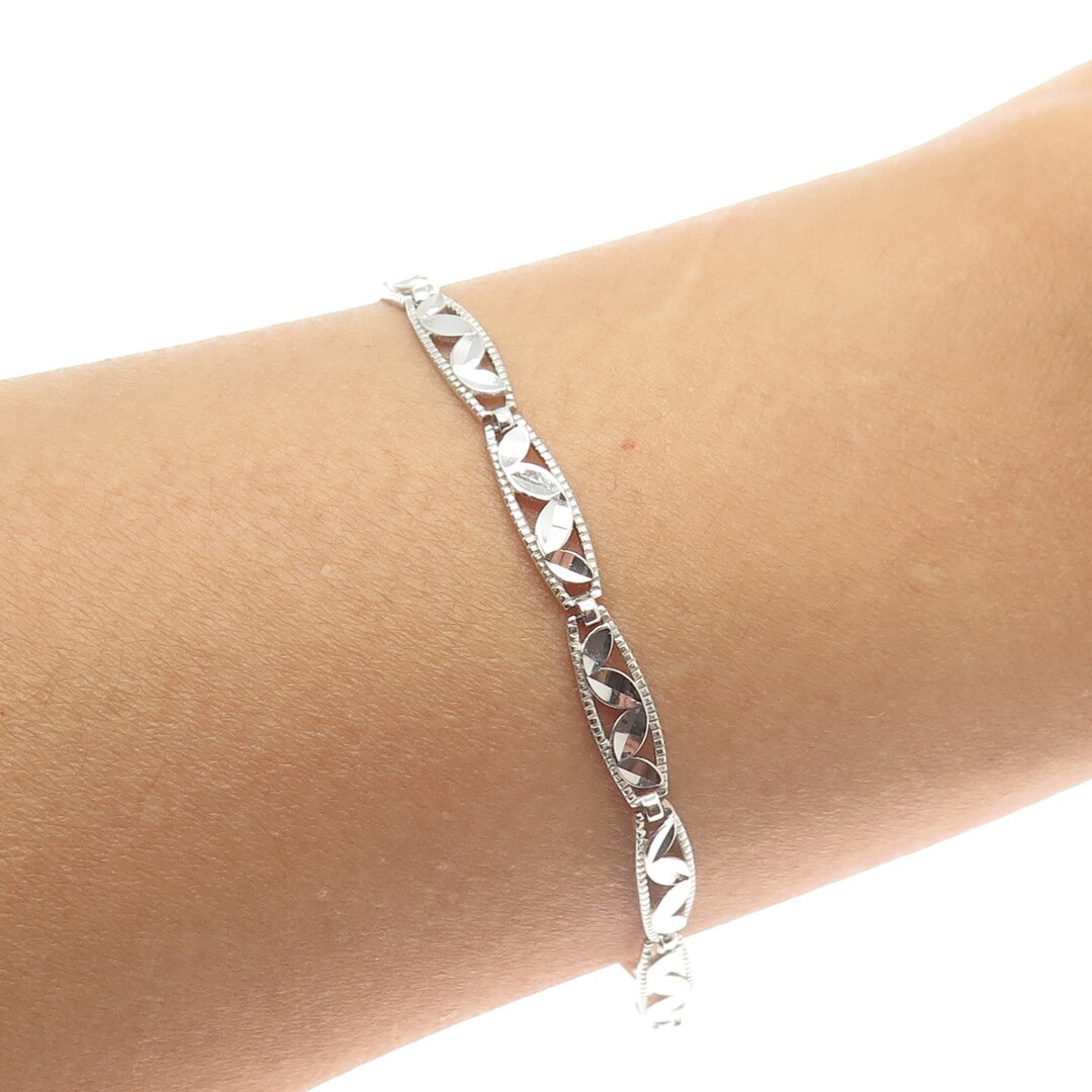 HAN 925 Sterling Silver Floral Panel Link Bracelet 7.25" - Etsy