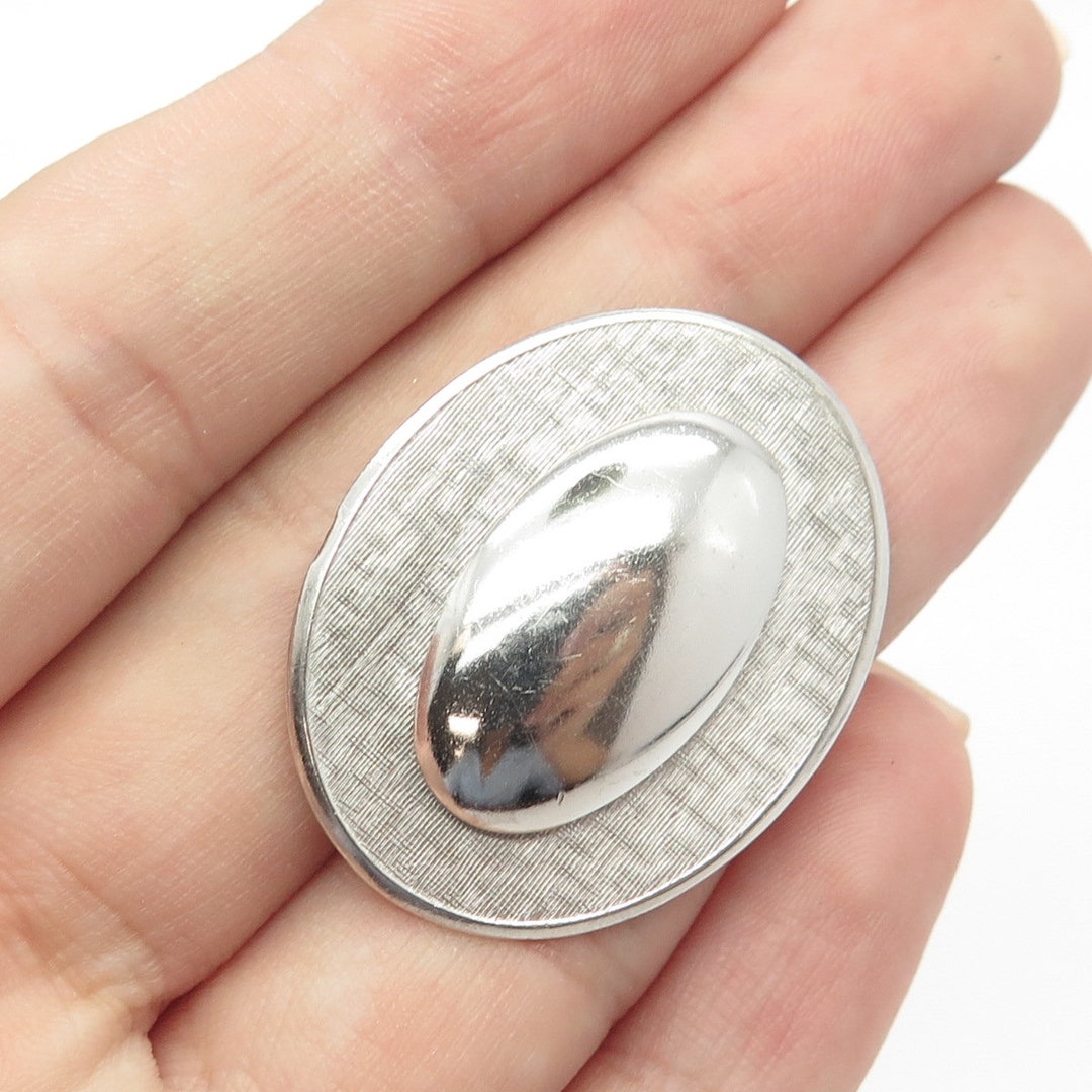 925 Sterling Silver Antique Art Deco BEAU Oval Textured Pin Brooch - Etsy
