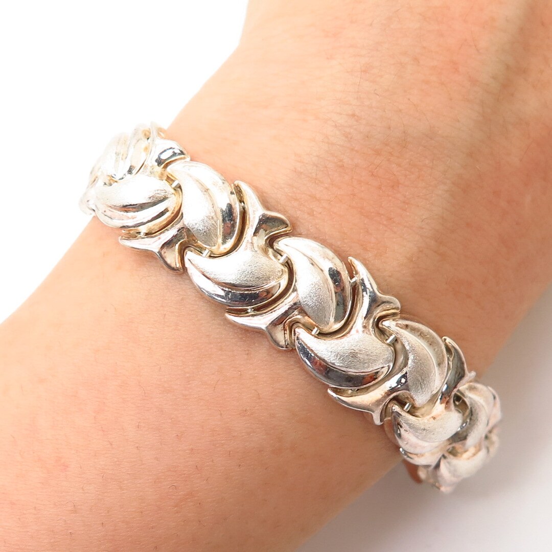 925 Sterling Silver Hollow Fancy Link Bracelet 7 1/4" - Etsy