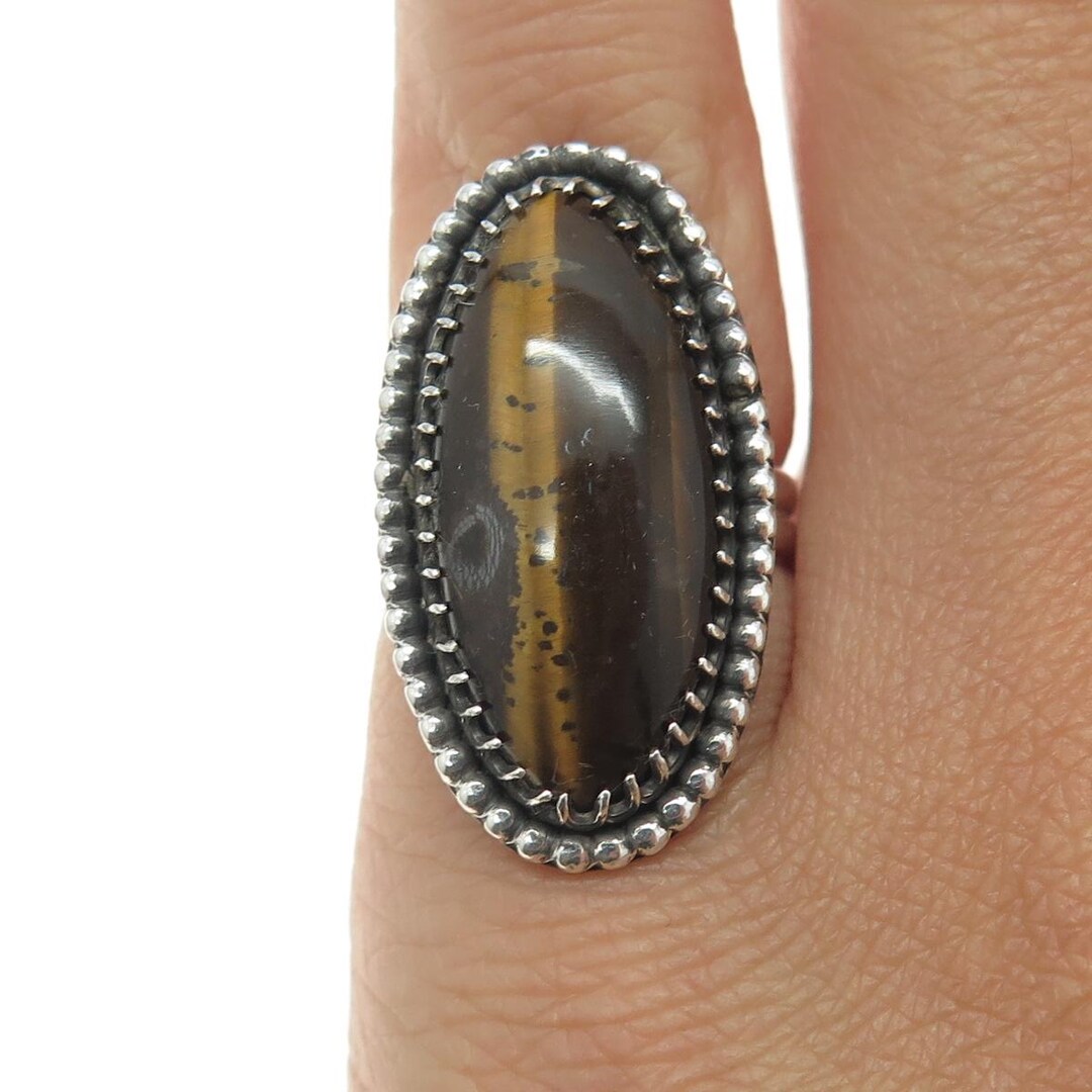 Old Pawn 925 Sterling Silver Vintage Southwestern Real Tiger Eye Ring ...