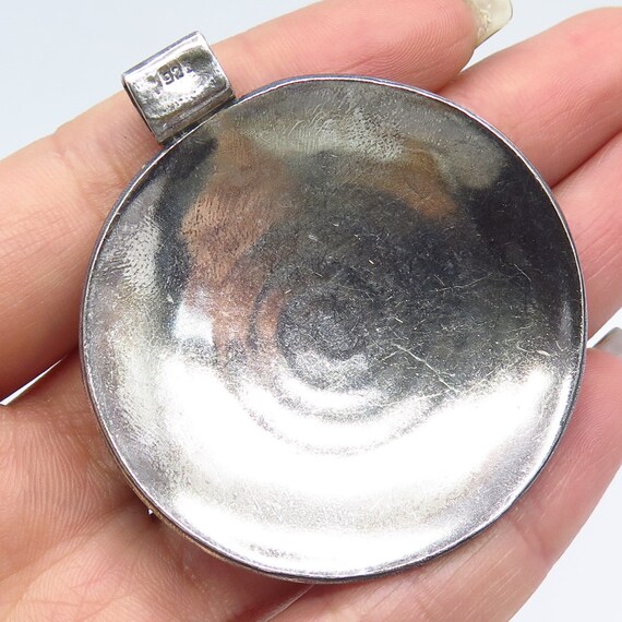 925 Sterling Silver Vintage Spiral Round Slide Pendant - Gem