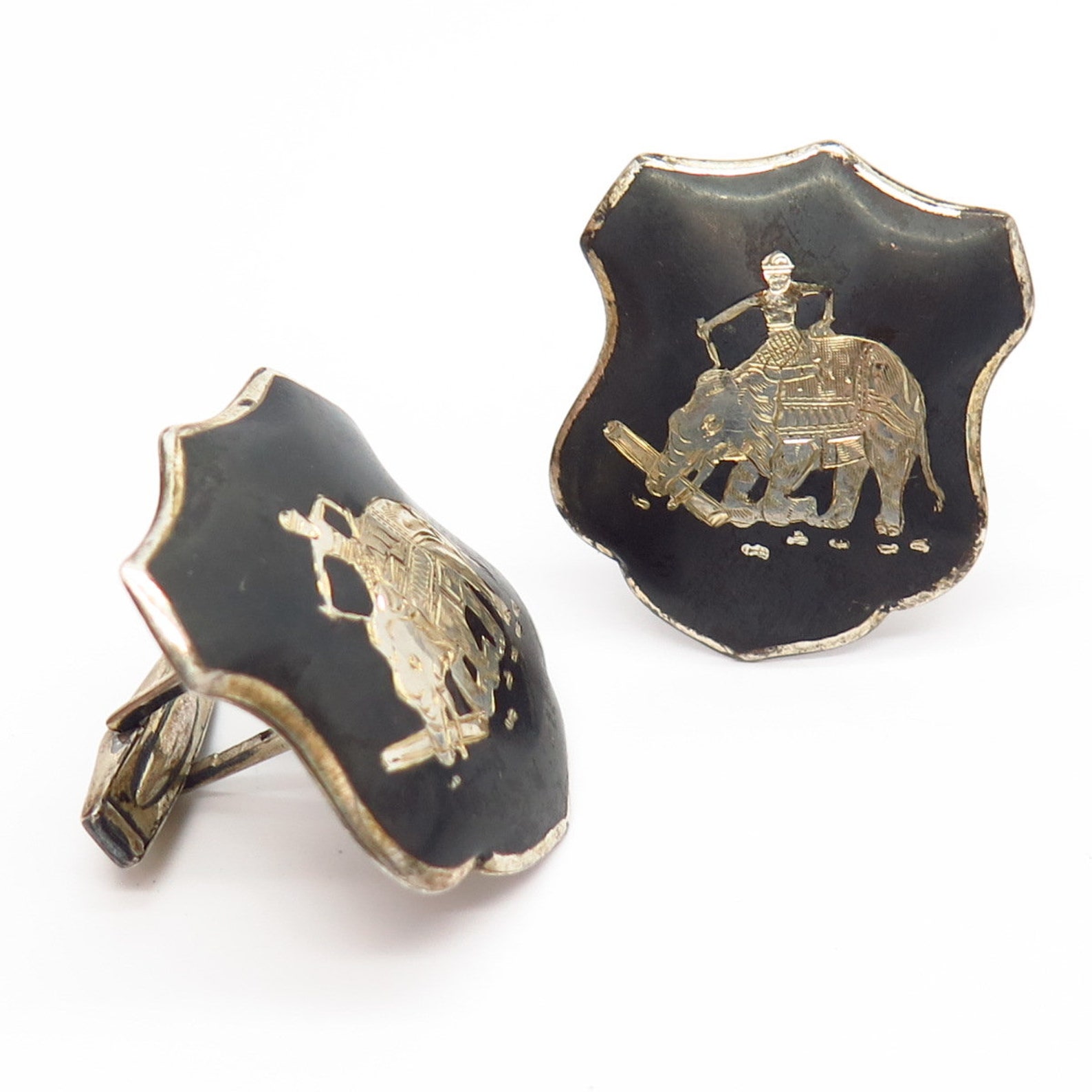 925 Sterling Vintage Siam Niello Hindu Goddess Design Shield | Etsy