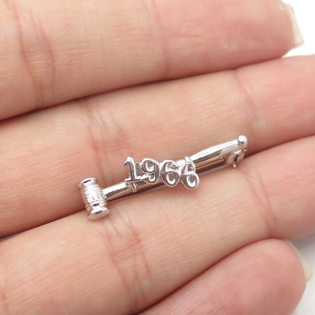 925 Sterling Silver Vintage 1966 "gavel" Court Mini Pin Brooch - Etsy