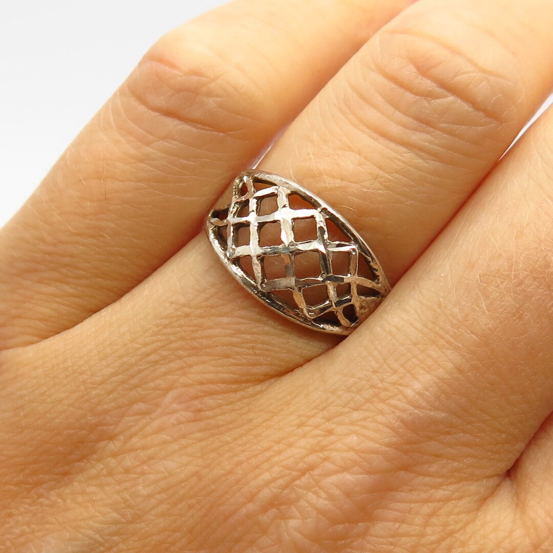 925 Sterling Silver Woven Net Design Ring Size 7 1/4 - Etsy