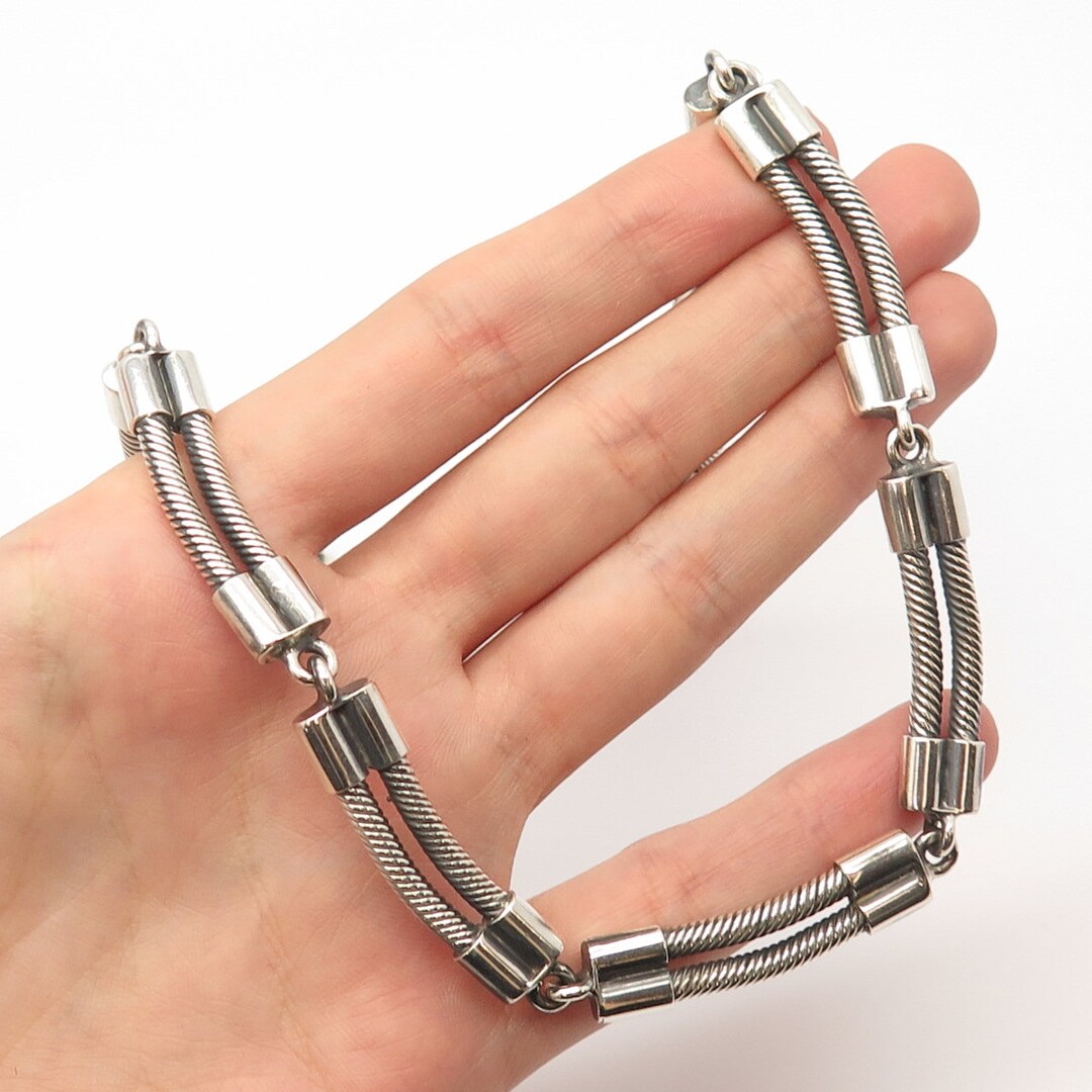 925 Sterling Silver Vintage Mexico Twisted Bar Chain Necklace 20" - Etsy