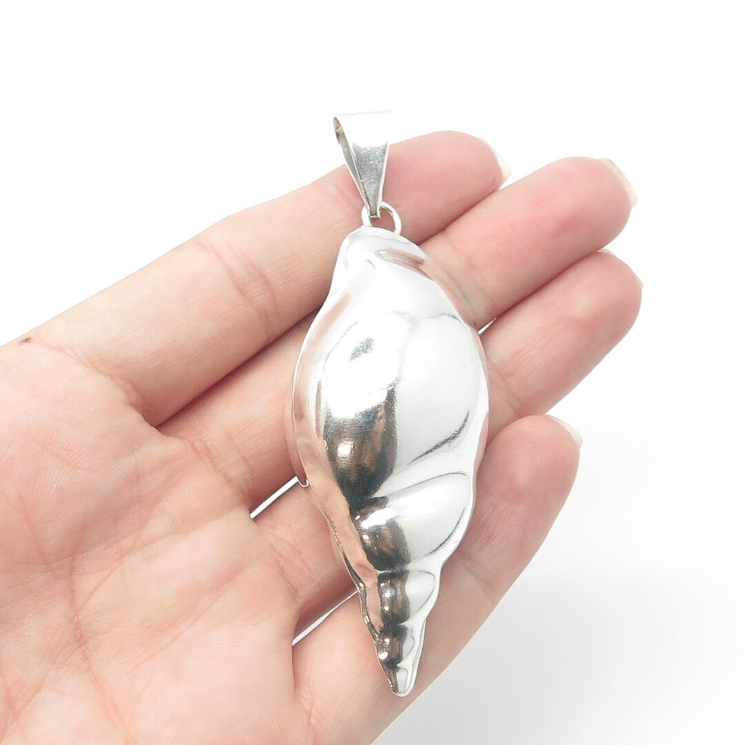 925 Sterling Silver Vintage Mexico Seashell Pendant - Etsy