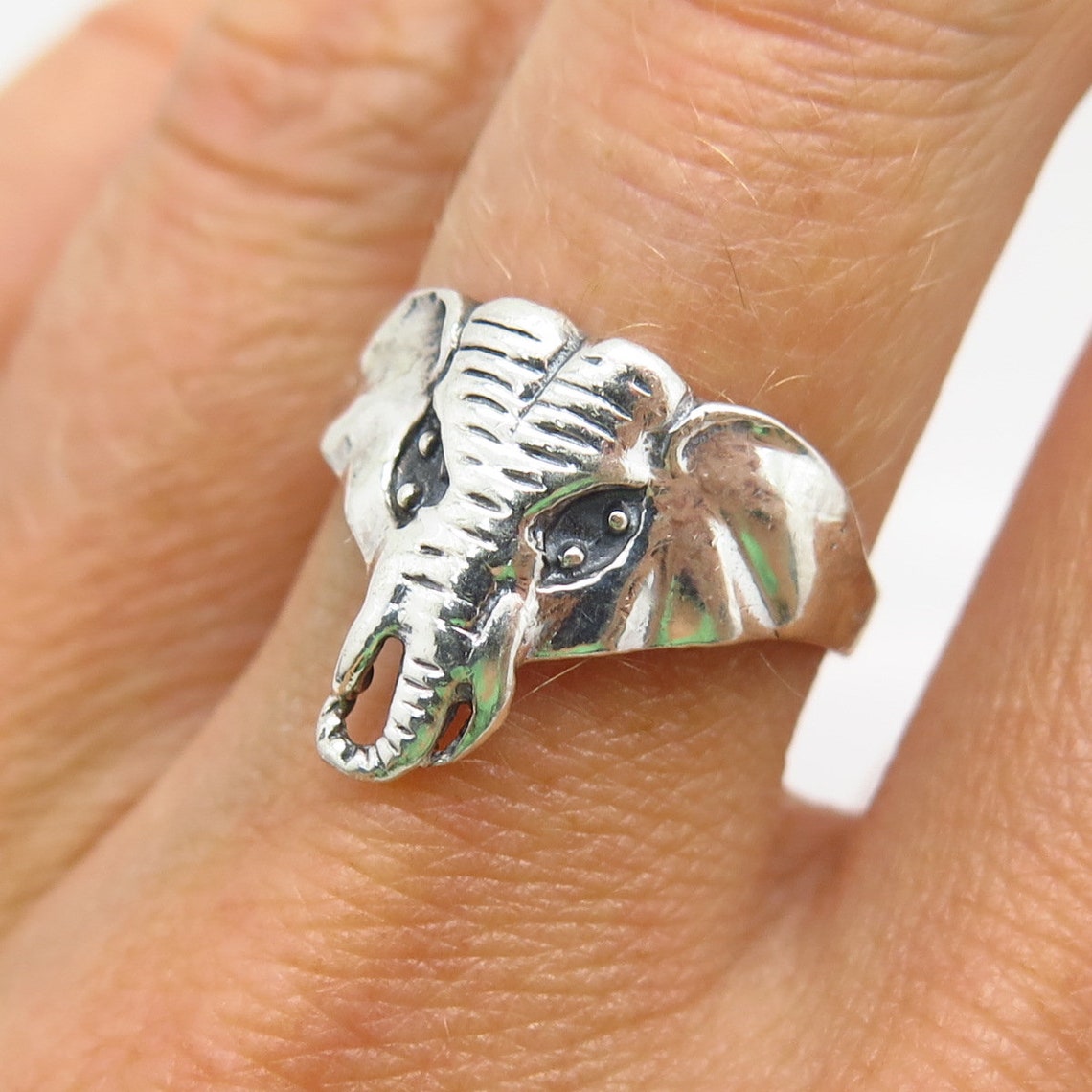 925 Sterling Silver Elephant For Good Luck Design Ring Size 6 | Etsy