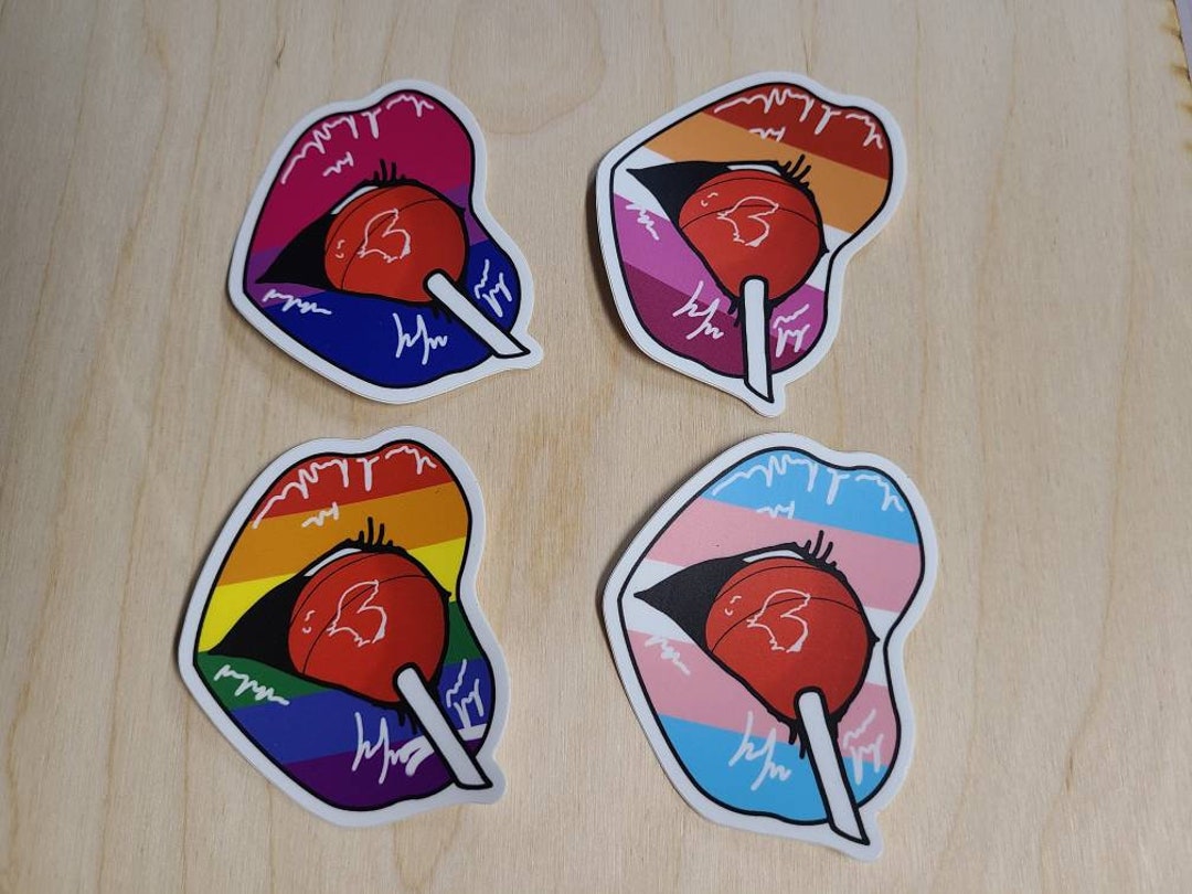 Pride Lips Vinyl Stickers Rainbow Flag Gay Trans Bi Lesbian Sucker ...