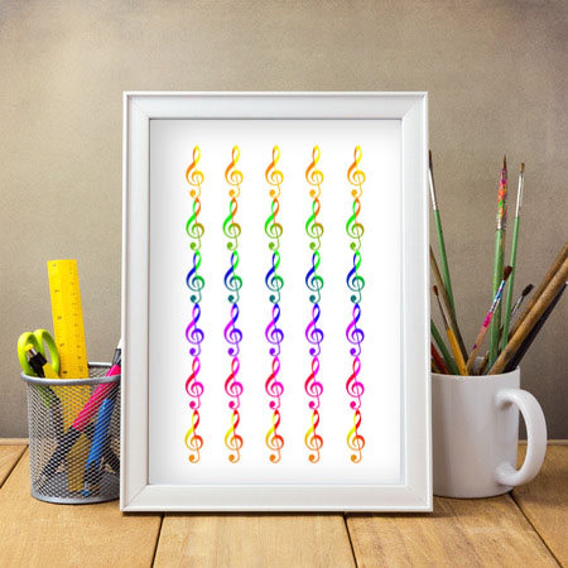 Treble Clef Colour A4 Print. Musical Clef A4/A3 Print - Etsy