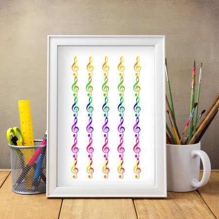 Treble Clef Colour A4 Print. Musical Clef A4/A3 Print - Etsy