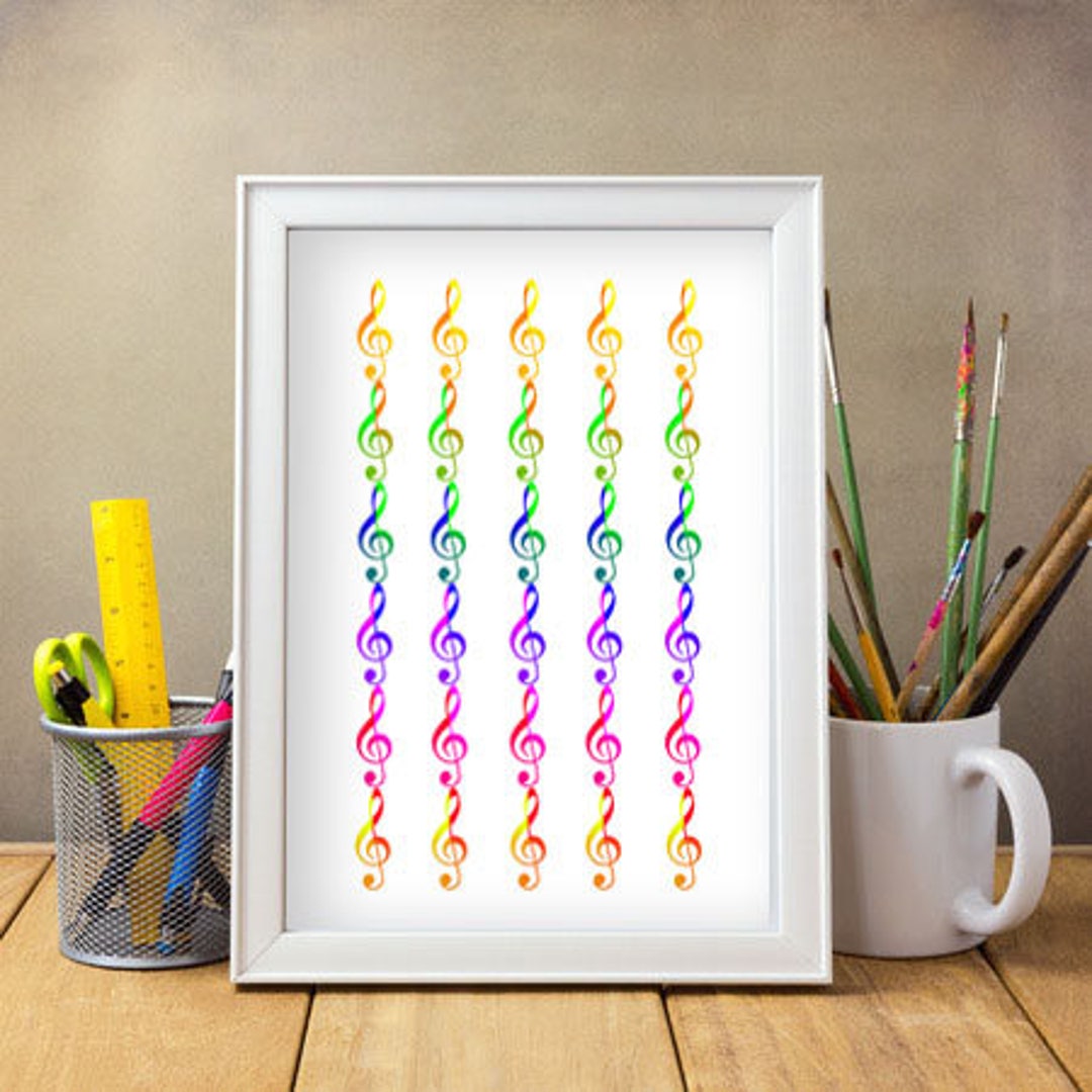 Colourful Treble Clef / Musical Clef A4 Poster - Etsy