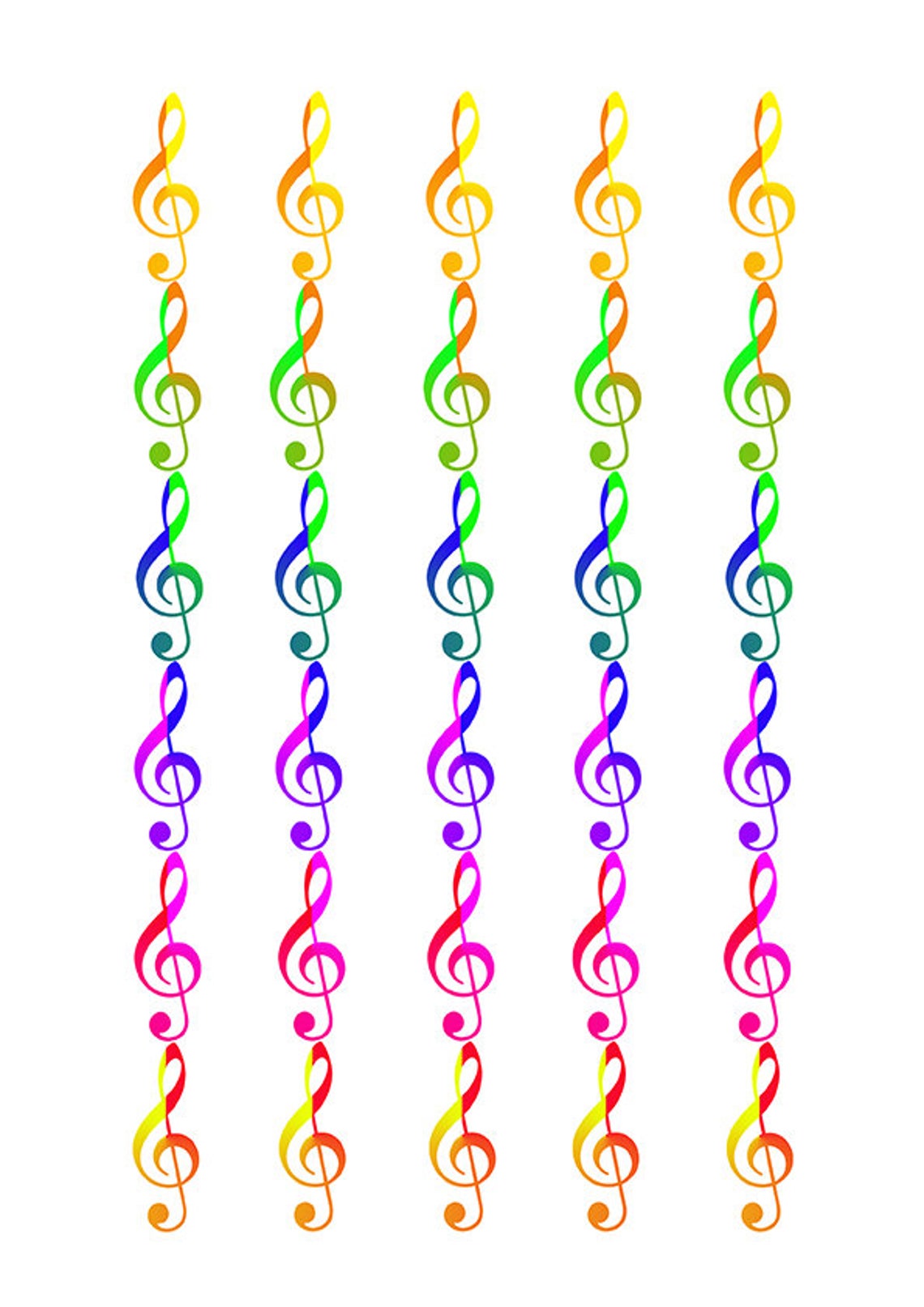 Treble Clef Colour A4 Print. Musical Clef A4/A3 Print - Etsy